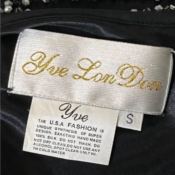 Yve London | Dresses | Yve London Vintage Black Silk Sliver Bead ...